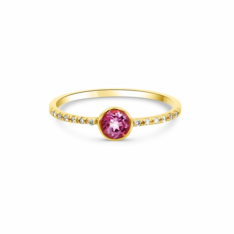 Goldring Pink Topas Diamanten - "Dew Drop" - La Pantera Juwelier