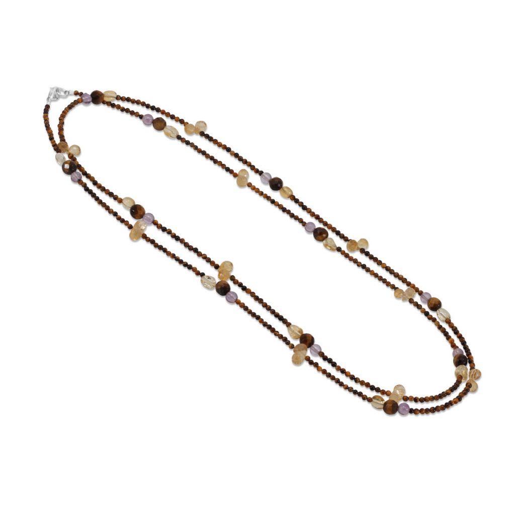 Lange Kette Tigerauge & Zitrin - Sternzeichen Jungfrau "Virgo" - La ...